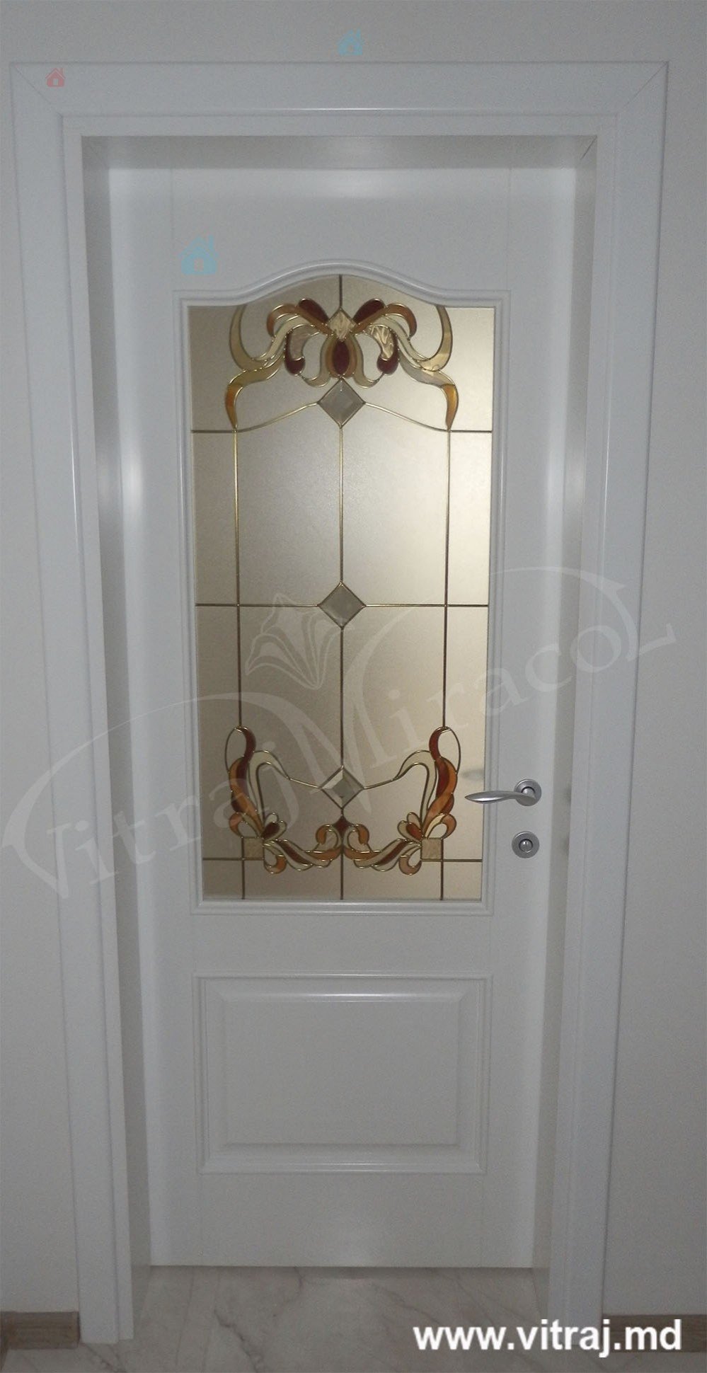 Vitraliu în ușă de lemn, tehnica RegaLead cu fațet la comanda de la ...